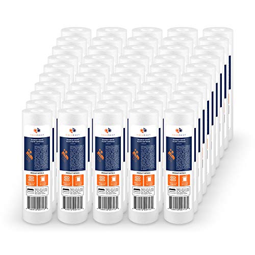 Aquaboon 50-Pack 5 Micron 10"x2.5" Sediment Water Filter Replacement Cartridge for Any Standard RO Unit | Whole House Sediment Filtration | Compatible with DuPont WFPFC5002, Pentek DGD series, RFC