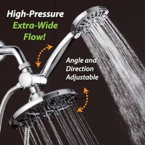 AquaDance 7" Premium High Pressure 3-Way Rainfall Combo Combines The Best of Both Worlds-Enjoy Luxurious Rain Showerhead and 6-Setting Hand Held Shower Separately or Together, Chrome