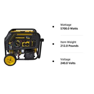 FIRMAN Dual Fuel Generator, Extended Run Time Portable Generator, 7125-Watt Generator with Electric Start, 439cc Engine, 13 Hours of Run Time