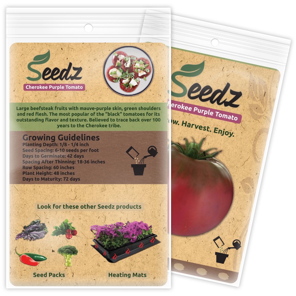 Organic Tomato Seeds, APPR. 100, Cherokee Purple Beefsteak Tomato, Heirloom Vegetable Seeds, Certified Organic, Non GMO, Non Hybrid, USA