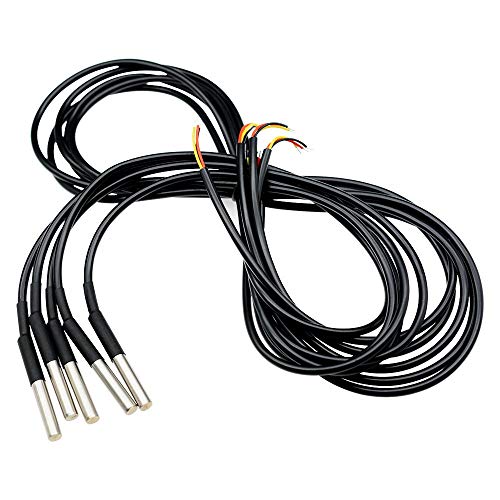 Aideepen 5pcs DS18B20 18B20 Waterproof Temperature Sensor Digital Thermal Stainless Steel Tube Probe 1 M/39.37''