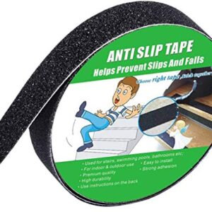 Yorwe Anti Slip Tape, High Traction,Strong Grip Abrasive, Not Easy Leaving Adhesive Residue, Indoor & Outdoor (1" Width x 190" Long, Black)