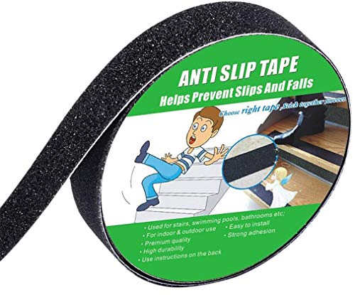 Yorwe Anti Slip Tape, High Traction,Strong Grip Abrasive, Not Easy Leaving Adhesive Residue, Indoor & Outdoor (1" Width x 190" Long, Black)