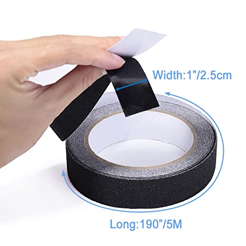 Yorwe Anti Slip Tape, High Traction,Strong Grip Abrasive, Not Easy Leaving Adhesive Residue, Indoor & Outdoor (1" Width x 190" Long, Black)