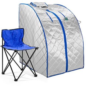 durasage infrared ir far portable indoor personal spa sauna with heating foot pad and chair, x-large, silver