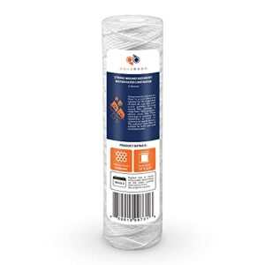 Aquaboon 5 Micron 10" x 2.5" String Wound Sediment Water Filter Cartridge | Universal Replacement for Any 10 inch RO Unit | Compatible with WP-5, AP110, CFS110, P5, WFPFC4002, WP-5, CW-MF, 2-Pack