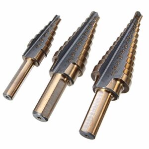 chiloskit hss step drill bits set for wood and metal hole saw set bits (3pcs)