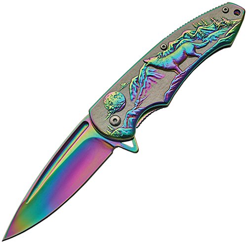 Rite Edge CN300403RB-BRK Wolf Framelock A/O Rainbow