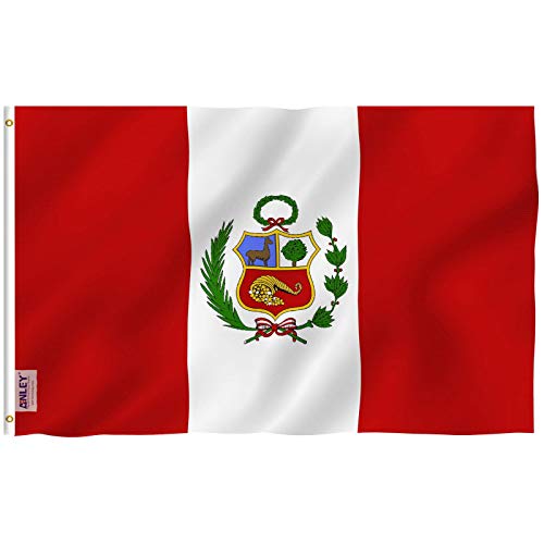 Anley Fly Breeze 3x5 Foot Peru Flag - Vivid Color and Fade proof - Canvas Header and Double Stitched - Peruvian National Flags Polyester with Brass Grommets 3 X 5 Ft