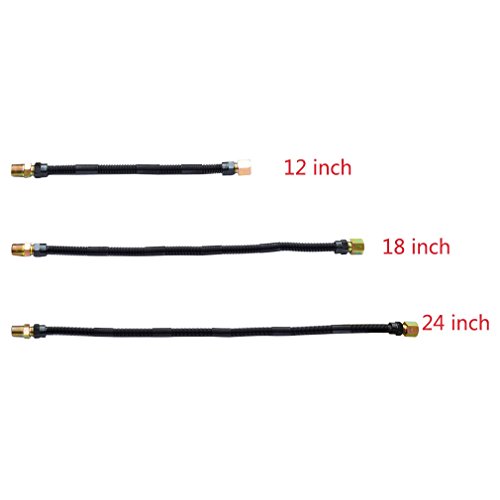 Stanbroil 1/2" OD x 3/8" ID 24" Non-Whistle Flexible Flex Gas Line Connector Kit for NG or LP Fire Pit and Fireplace