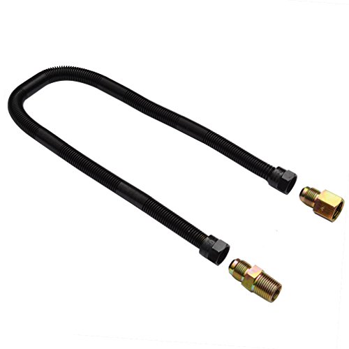 Stanbroil 1/2" OD x 3/8" ID 24" Non-Whistle Flexible Flex Gas Line Connector Kit for NG or LP Fire Pit and Fireplace