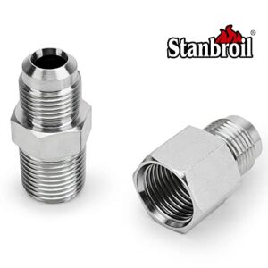 Stanbroil 1/2" OD x 3/8" ID 12" Non-Whistle Flexible Flex Gas Line Connector Kit for NG or LP Fire Pit and Fireplace