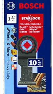 BOSCH OSL114C-10 10-Pack 1-1/4 In. Starlock Oscillating Multi Tool Metal & More Carbide Extreme Plunge Cut Blades for Cutting Iron Bar, Metal, Wood with Nails, Drywall and Tile