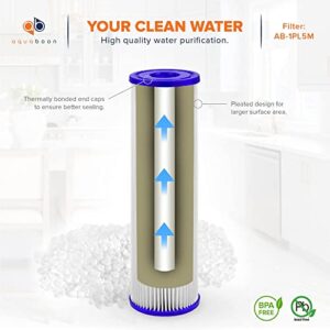 Aquaboon 5 Micron 10" x 2.5" Pleated Sediment Water Filter Cartridge | Universal Replacement for Any 10 inch RO Unit | Compatible with R50, 801-50, WFPFC3002, WB-50W, SPC-25-1050, WHKF-WHPL, 25-Pack