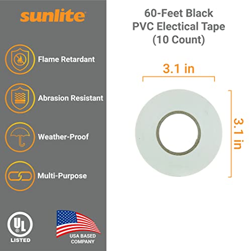 Sunlite E178 White ELECTRICAL Tape (10 Pack)