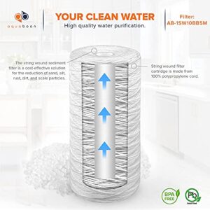 Aquaboon 5 Micron 10" x 4.5" String Wound Sediment Water Filter Cartridge | Whole House Sediment Filtration | Compatible with 84637, WPX597P, PC10, 355214-45, 355215-45, WP1097P WP597P 2-Pack