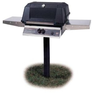 mhp gas grills wnk4dd natural gas grill w/ searmagic grids on in-ground post