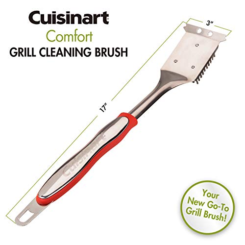 Cuisinart CGG-180T Portable, 17.6 x 18.6 x 11.8-Inch, Petit Gourmet Tabletop Gas Grill, Red & CCB-134 Comfort Grill Cleaning Brush