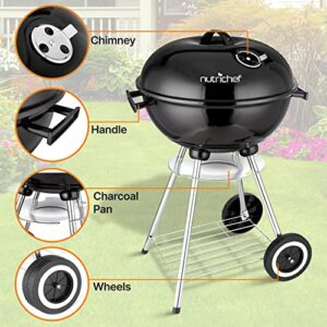 Portable Outdoor Charcoal BBQ Grill, Stainless Steel Charcoal Grill Offset Smoker with Ash Catcher and Black Cover, Multi-functional ideal for Bake. Braise, Smoke, Roast, and Grill