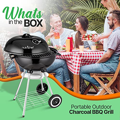 Portable Outdoor Charcoal BBQ Grill, Stainless Steel Charcoal Grill Offset Smoker with Ash Catcher and Black Cover, Multi-functional ideal for Bake. Braise, Smoke, Roast, and Grill