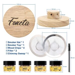 Foneta Cocktail Smoker for Whiskey Bourbon Old Fashioned , Drink Smoker Infuser Kit with 4 Flavors Wood Chips Ideal Gift for Whiskey Lover