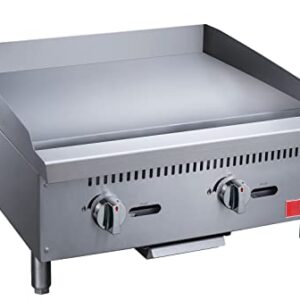 Commercial Griddle, Elite Kitchen Supply Countertop 24" Flat Top Grill Natural Gas (NG) / Propane Countertop Griddle with 2 Burners - 60000 BTU