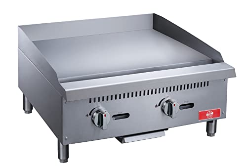 Commercial Griddle, Elite Kitchen Supply Countertop 24" Flat Top Grill Natural Gas (NG) / Propane Countertop Griddle with 2 Burners - 60000 BTU