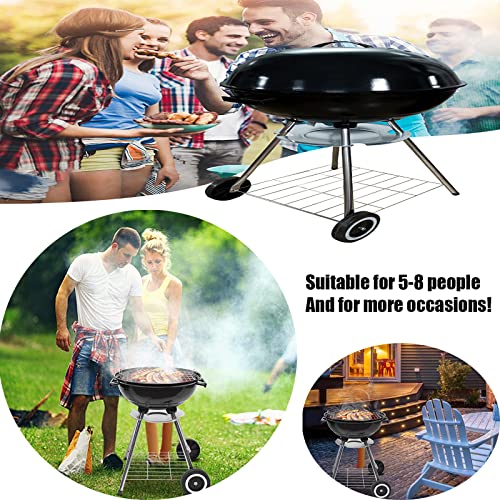 SRHMYWBW Portable Charcoal Grill for Outdoor 17 Inch Barbecue Grill 4.5kg/10 Lbs Charcoal BBQ Grill Round BBQ Kettle Outdoor for Outdoor Cooking Picnic Patio Backyard (Red)