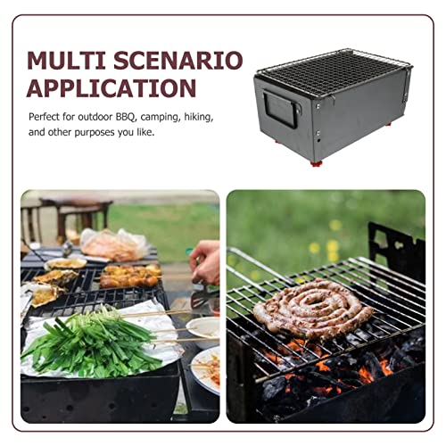 Happyyami Grill Barbecue Tool for Outdoor Small BBQ Outdoor Barbecue Tool Useful Barbecue Tool Folding Barbecue Portable Camping Stove BBQ Supply BBQ Tool BBQ net ferroalloy Foldable Travel