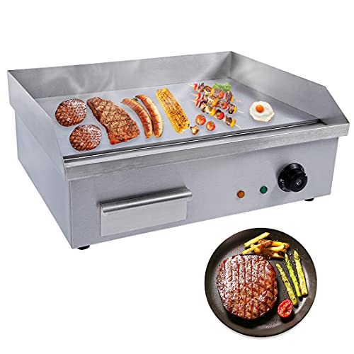 Fichiouy 3/4.4KW Electric Countertop Griddle Flat Grill BBQ with Thermostatic Control, Flat Top Grill Hot Plate BBQ Grill Countertop (3000W)