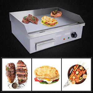 Fichiouy 3/4.4KW Electric Countertop Griddle Flat Grill BBQ with Thermostatic Control, Flat Top Grill Hot Plate BBQ Grill Countertop (3000W)