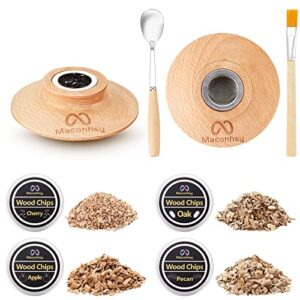 maconhey cocktail smoker kit, old fashioned wood drink smoker infuser kit with 4 flavors smoking wood chips, great gift for farther's day and all whiskey bourbon martini lovers