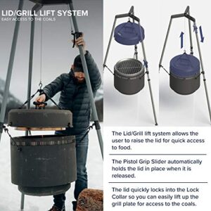 Burch Barrel BBQ Smoker Grill & Fire Pit Combo V2 – Adjustable Hanging Vertical Smoker with Tripod System – Charcoal or Wood-Fired Portable Tripod Grill | Ideal for Grilling, Smoking, Baking | Precision Trackster Temperature Control | The Ultimate Adventu