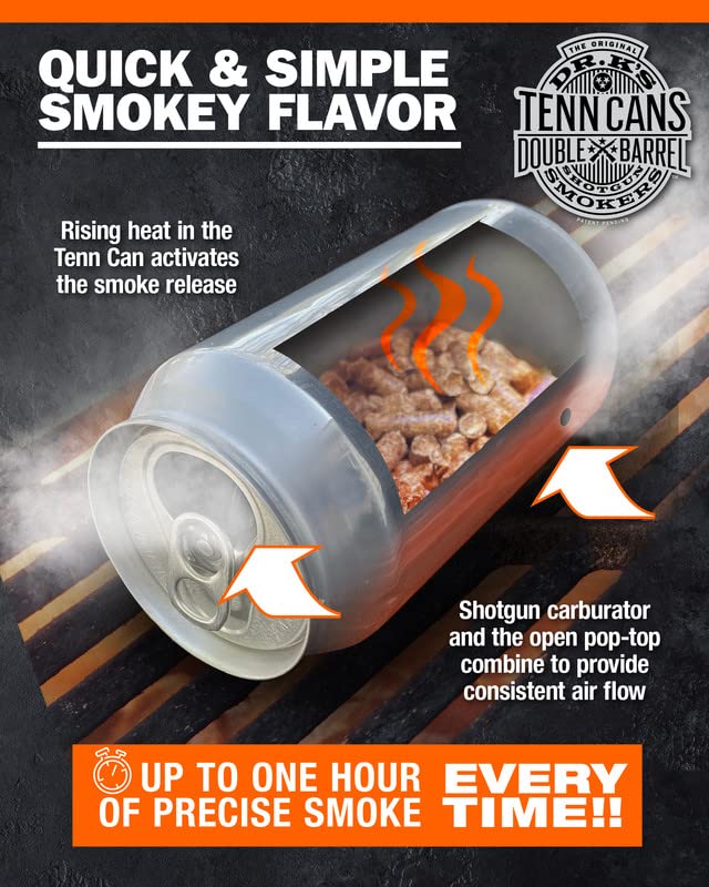 Dr. K's Tenn Cans 6 Pack - Convenient, No Mess Smoke Tube Grilling Gifts for Men | Premium Mesquite Pellets in an Easy to Use Can | Championship Flavor & Smoke Every Time, Up to 1hr Smoke Per Can