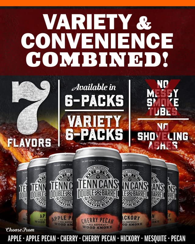 Dr. K's Tenn Cans 6 Pack - Convenient, No Mess Smoke Tube Grilling Gifts for Men | Premium Mesquite Pellets in an Easy to Use Can | Championship Flavor & Smoke Every Time, Up to 1hr Smoke Per Can