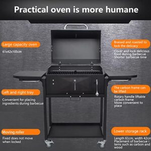 CRYSTAL FIT Charcoal Grills, 24-Inch Charcoal Grill Outdoor Cooking Smoker Backyard Barbeque Griller with Side Trays, Black