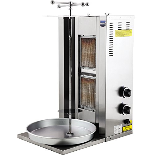 Meat Capacity 25 kg / 55 lbs. Commercial industrial 2 BURNER- NATURAL GAS 21000 BTU Rotating Spinning Grills Vertical Broiler Shawarma Gyro Doner Kebab Tacos Al Pastor Grill Machine Rotisserie