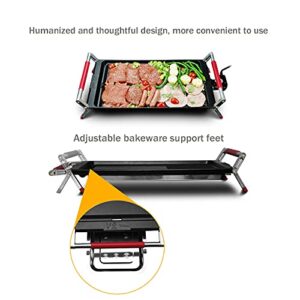 Indoor Electric Grill, Fast Heating BBQ,Smokeless Coated Griddle Pan, Adjustable Thermostat, Skid Resistant Rubber Feet, Easy Cleaning, for Family Sized