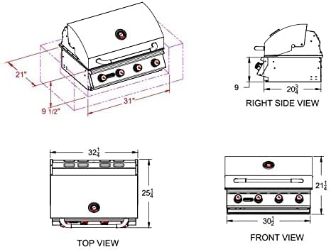 AMS Fireplace BULL grill 30'' Outlaw BBQ Grill with BULL single Side Burner, 30'' Double Doors, Single Drawer, Trash/Propane Drawer, (Natural Gas) FREE Bio-Ethanol Table-top Fire pit