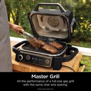 Ninja OG751 Woodfire Pro Outdoor Grill with Built-In Thermometer, 7-in-1 Master Grill, BBQ Smoker&Outdoor Air Fryer plus Bake,Roast, Dehydrate,&Broil,Woodfire Technology,with All Purpose Blend Pellets