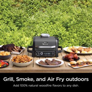 Ninja OG751 Woodfire Pro Outdoor Grill with Built-In Thermometer, 7-in-1 Master Grill, BBQ Smoker&Outdoor Air Fryer plus Bake,Roast, Dehydrate,&Broil,Woodfire Technology,with All Purpose Blend Pellets