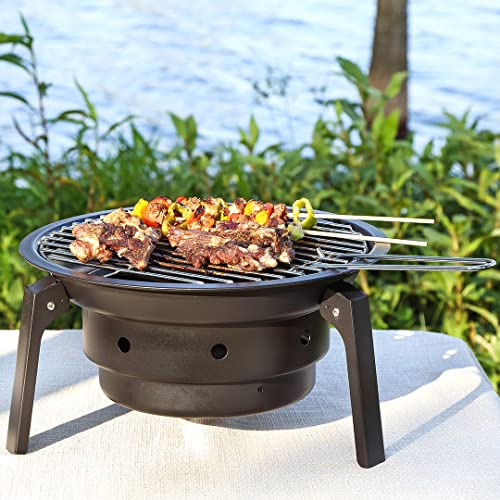 CUE WAY Portable Charcoal Grill, Tabletop bbq,camping stove