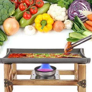 Non Stick Charcoal Grill Plate Barbecue Picnic Pan Cookware with Portable Stove BBQ Outdoor Picnic Camping, Patio Backyard Cooking Wood Material Quality Aluminum (S)