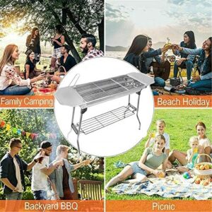 HTTMT- Refined Stable Version-2.0 Iron Portable Folding Barbecue Charcoal Grill Stove Shish Kebab Stainless Steel BBQ Patio Camping Fold Large [P/N: ET-COOK003]