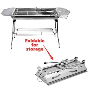 HTTMT- Refined Stable Version-2.0 Iron Portable Folding Barbecue Charcoal Grill Stove Shish Kebab Stainless Steel BBQ Patio Camping Fold Large [P/N: ET-COOK003]