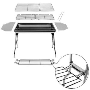 HTTMT- Refined Stable Version-2.0 Iron Portable Folding Barbecue Charcoal Grill Stove Shish Kebab Stainless Steel BBQ Patio Camping Fold Large [P/N: ET-COOK003]