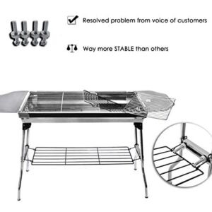 HTTMT- Refined Stable Version-2.0 Iron Portable Folding Barbecue Charcoal Grill Stove Shish Kebab Stainless Steel BBQ Patio Camping Fold Large [P/N: ET-COOK003]