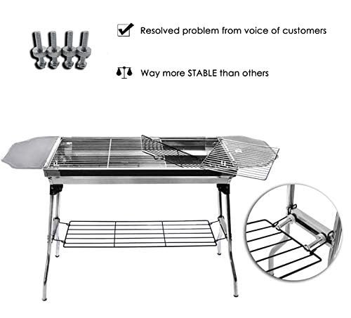 HTTMT- Refined Stable Version-2.0 Iron Portable Folding Barbecue Charcoal Grill Stove Shish Kebab Stainless Steel BBQ Patio Camping Fold Large [P/N: ET-COOK003]