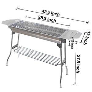 HTTMT- Refined Stable Version-2.0 Iron Portable Folding Barbecue Charcoal Grill Stove Shish Kebab Stainless Steel BBQ Patio Camping Fold Large [P/N: ET-COOK003]