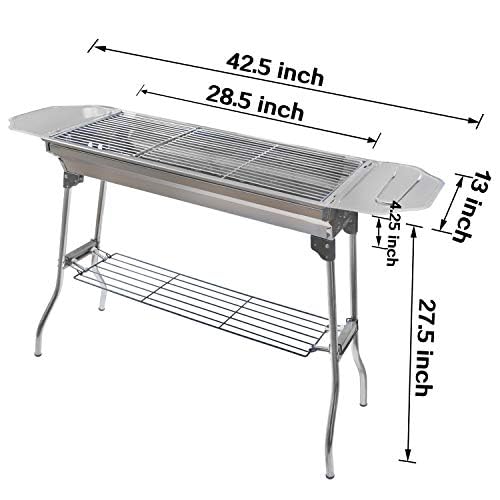 HTTMT- Refined Stable Version-2.0 Iron Portable Folding Barbecue Charcoal Grill Stove Shish Kebab Stainless Steel BBQ Patio Camping Fold Large [P/N: ET-COOK003]